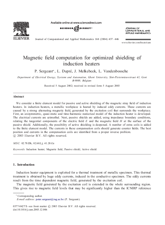 (PDF) Magnetic field computation for optimized shielding of induction ...