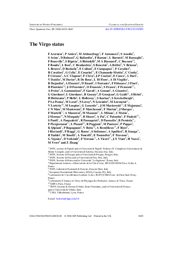 (PDF) The Virgo status