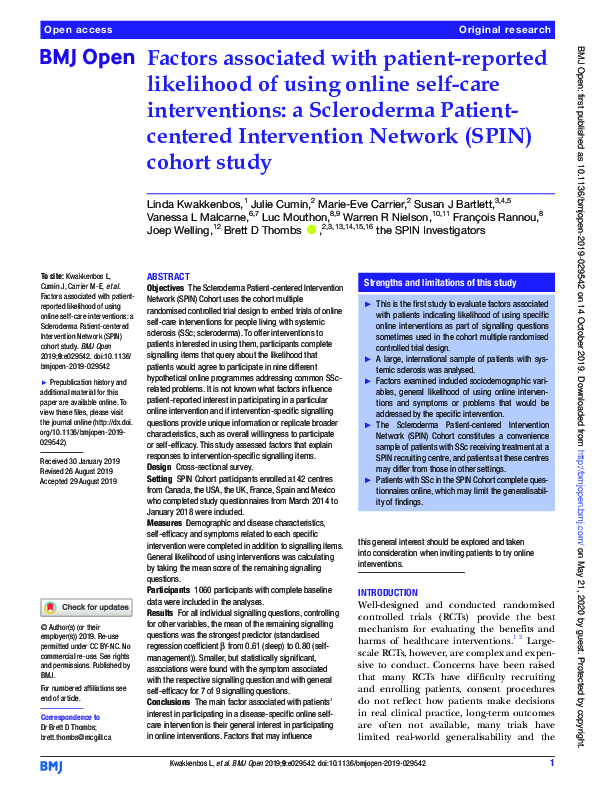 (PDF) Factors associated with patient-reported likelihood of using online self-care ...