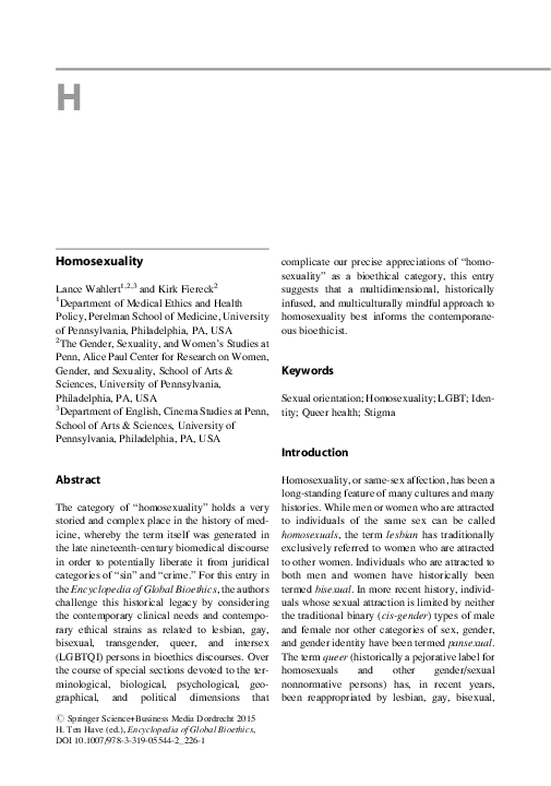 (PDF) Homosexuality