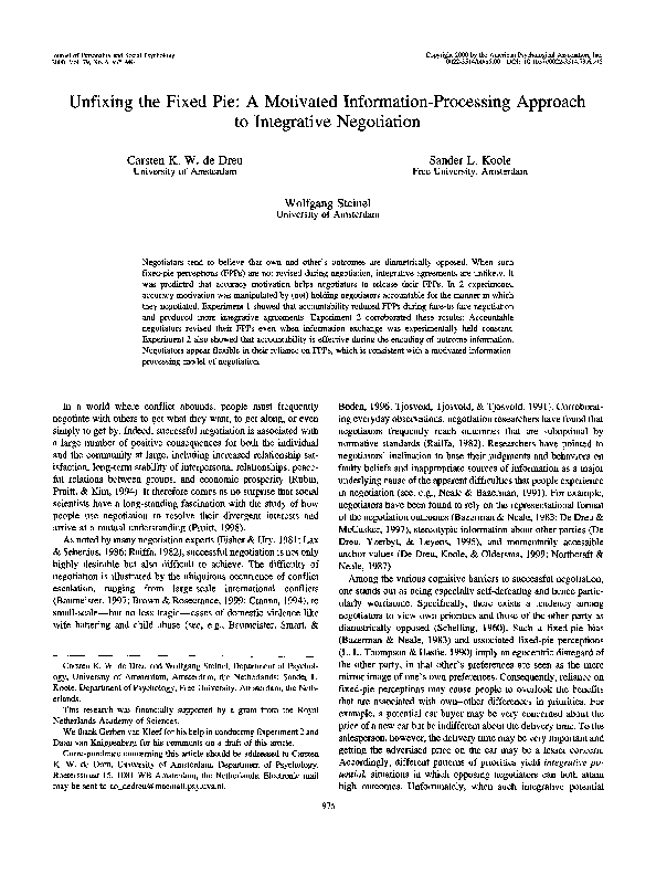 (PDF) Unfixing the fixed pie: A motivated information-processing ...