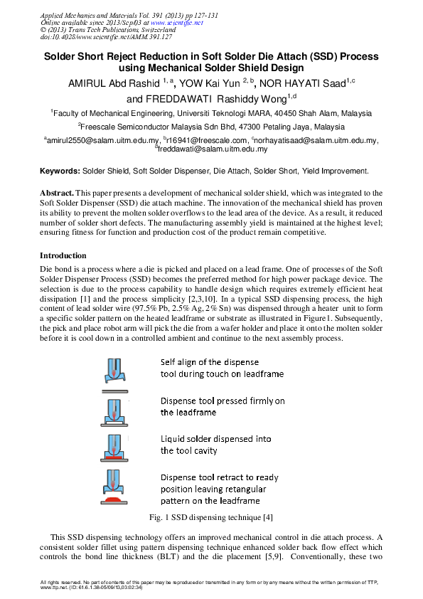 (PDF) Solder Short Reject Reduction in Soft Solder Die Attach (SSD ...