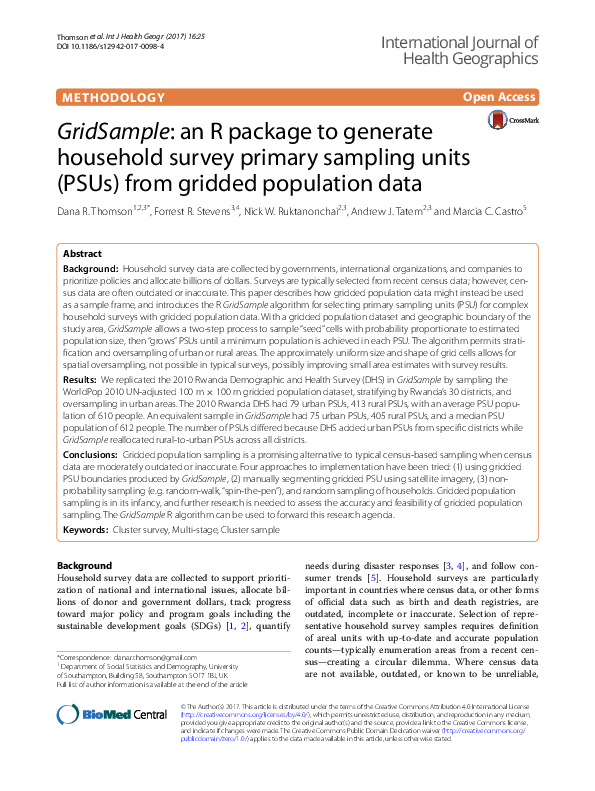 (PDF) GridSample: an R package to generate household survey primary ...
