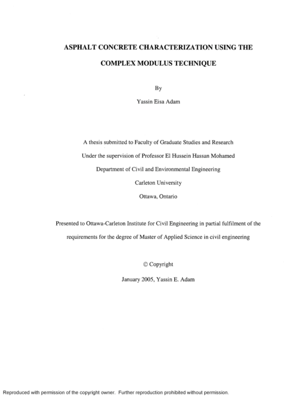 (PDF) Asphalt concrete characterization using the complex modulus technique