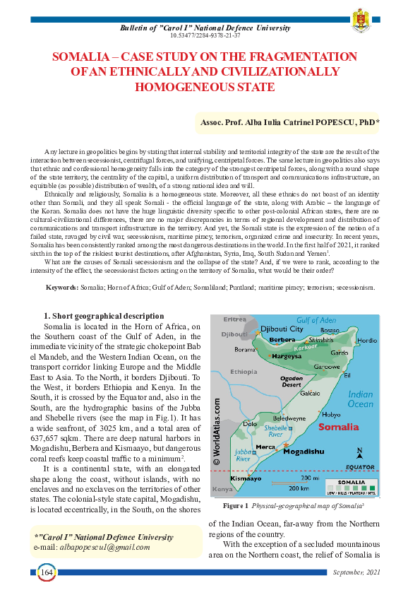 (PDF) SOMALIA -CASE STUDY ON THE FRAGMENTATION OF AN ETHNICALLY AND ...