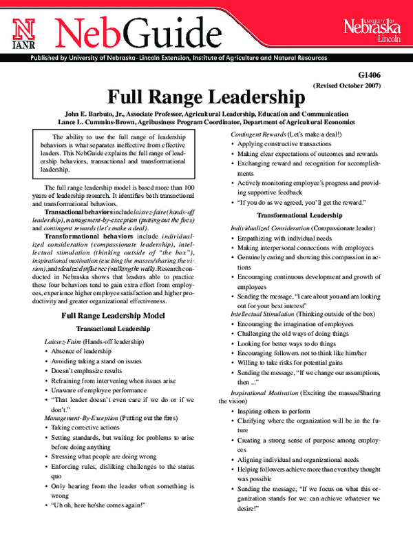 (PDF) Full Range Leadership