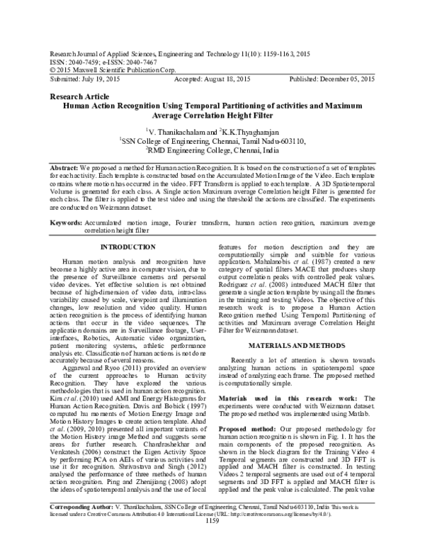 Pdf Research Article Human Action Recognition Using Temporal