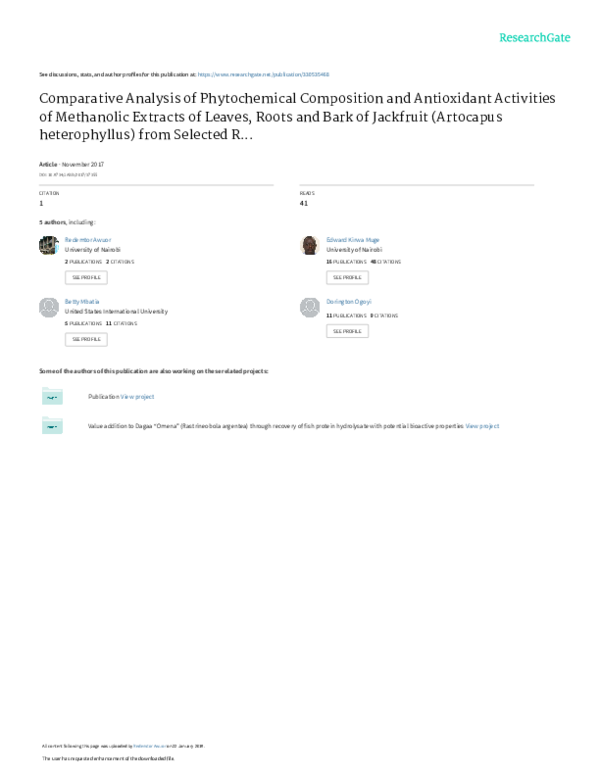 (PDF) Comparative Analysis of Phytochemical Composition and Antioxidant Activities of Methanolic ...
