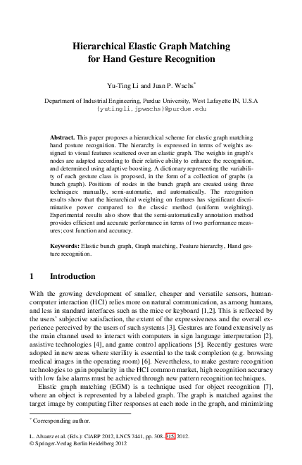 (PDF) Hierarchical Elastic Graph Matching for Hand Gesture Recognition