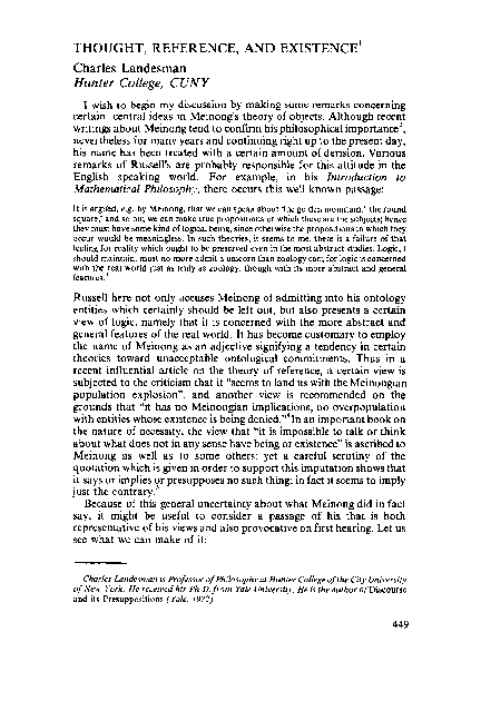 (PDF) Thought, Reference, and Existence
