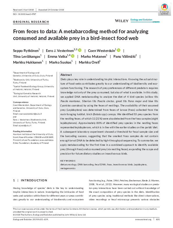 (PDF) From feces to data: A metabarcoding method for analyzing consumed ...