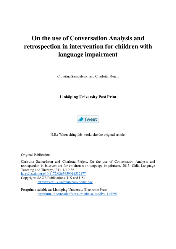 (PDF) On the use of Conversation Analysis and retrospection in ...
