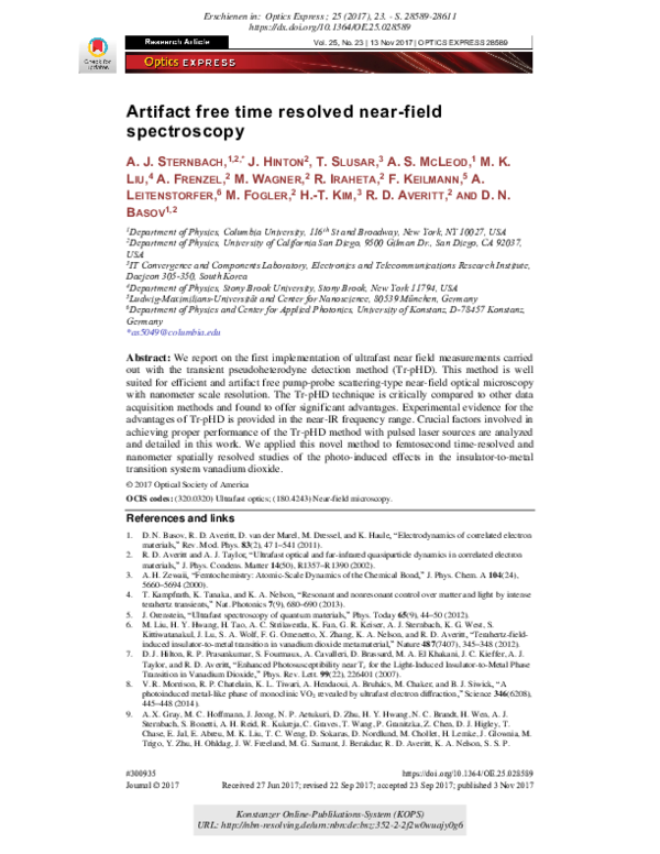 (PDF) Artifact free time resolved near-field spectroscopy