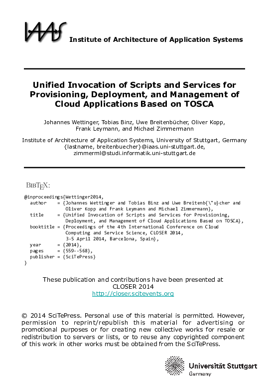 (PDF) Unified Invocation of Scripts and Services for Provisioning, Deployment, and Management of ...