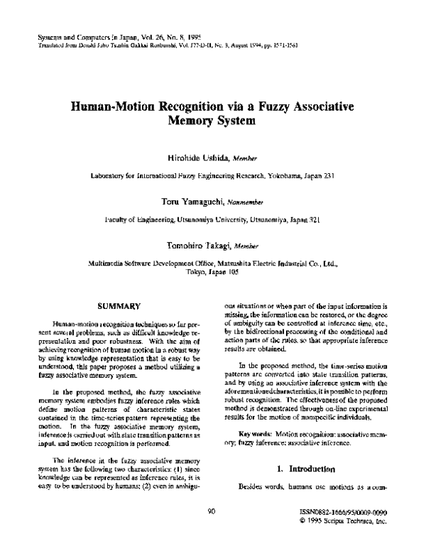 (PDF) Human-motion recognition via a fuzzy associative memory system