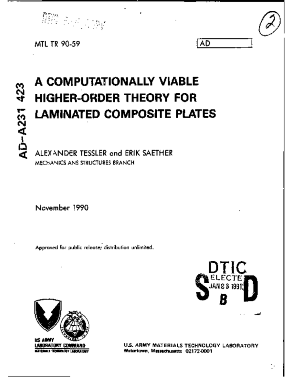 Pdf Efficient Finite Element Modeling Of Laminated Composite Plates