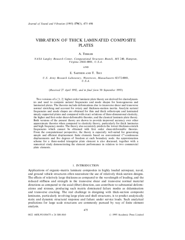 Pdf Vibration Of Thick Laminated Composite Plates