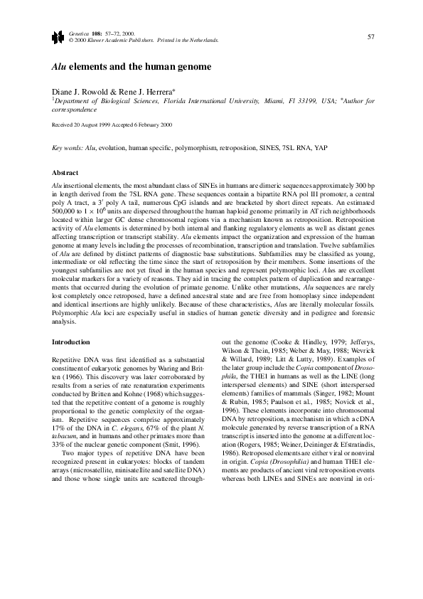 (PDF) Alu elements and the human genome