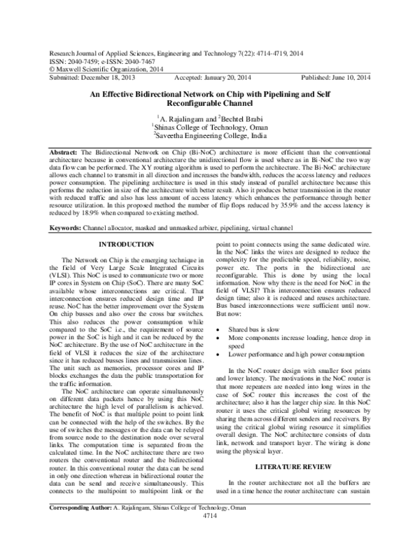 (PDF) An Effective Bidirectional Network on Chip with Pipelining and Self Reconfigurable Channel