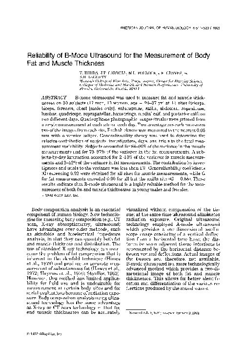 (PDF) Reliability of B-mode ultrasound for the measurement of body fat ...