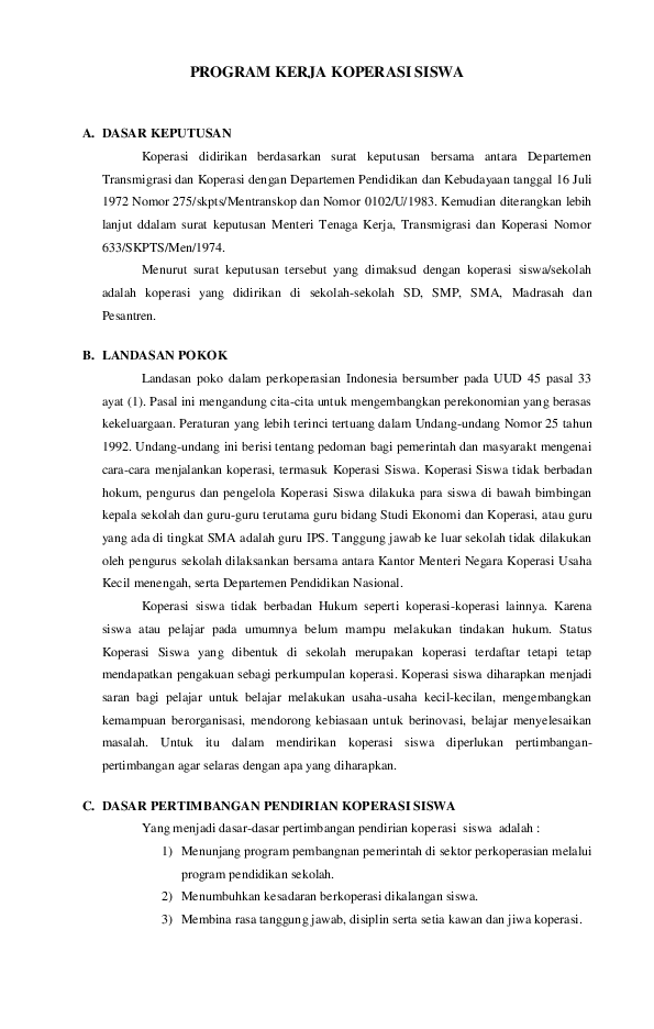 (PDF) PROGRAM KERJA KOPERASI SISWA