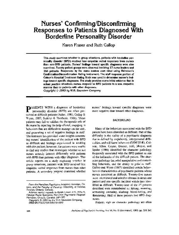 (PDF) Nurses' confirming/disconfirming responses to patients diagnosed ...