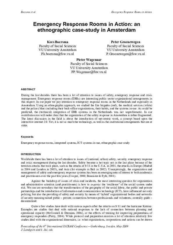 (PDF) Emergency response rooms in action: An ethnographic case study in ...