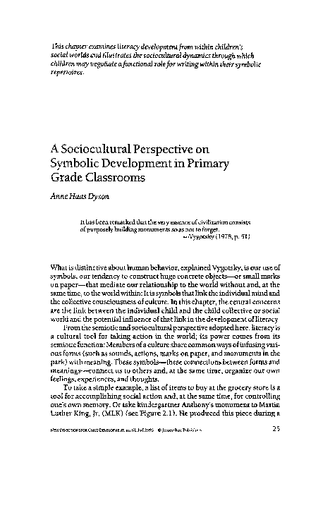 (PDF) A sociocultural perspective on symbolic development in primary ...
