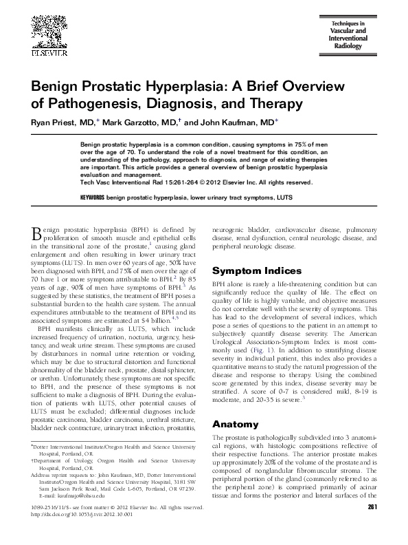 (PDF) Benign prostatic hyperplasia: a brief overview of pathogenesis ...