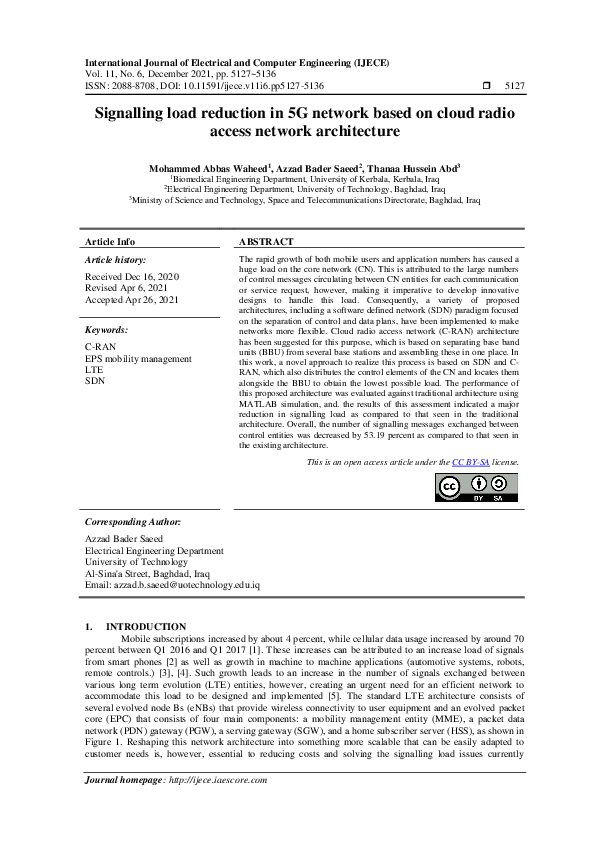 Pdf Signalling Load Reduction In 5g Network Based On Cloud Radio Access Network Architecture