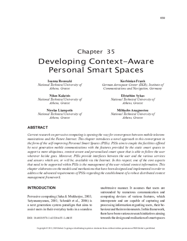(PDF) Developing Context-Aware Personal Smart Spaces