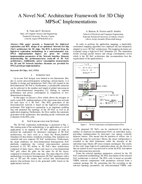 (PDF) A Novel NoC Architecture Framework for 3D Chip MPSoC Implementations