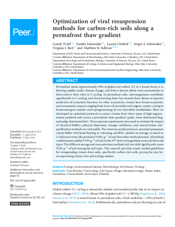 (PDF) Optimization of viral resuspension methods for carbon-rich soils ...