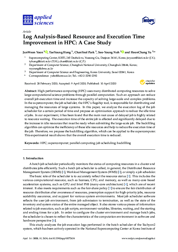 (PDF) Log Analysis-Based Resource and Execution Time Improvement in HPC: A Case Study