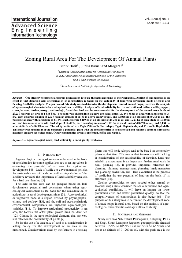 (PDF) Zoning Rural Area For The Development Of Annual Plants