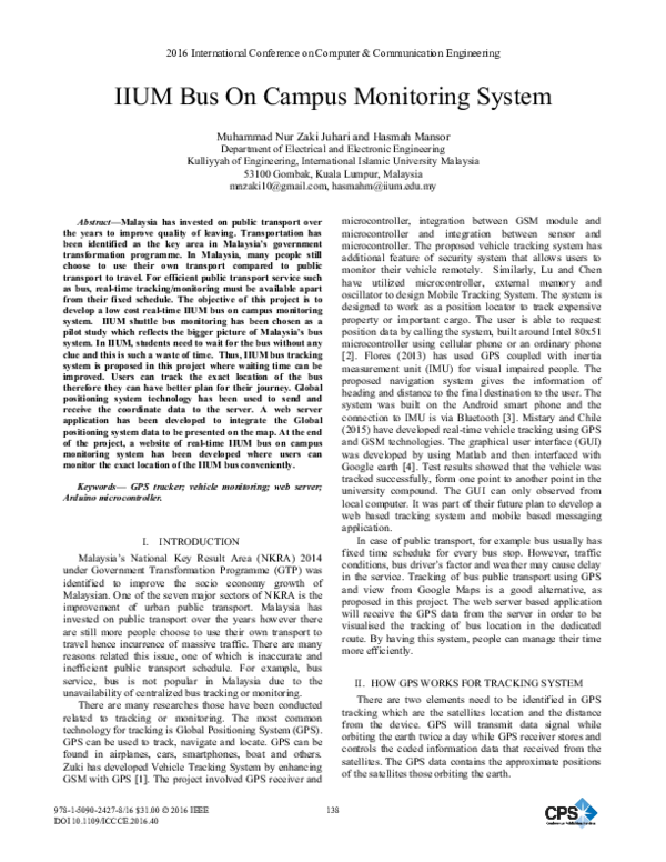 (PDF) IIUM Bus on Campus Monitoring System