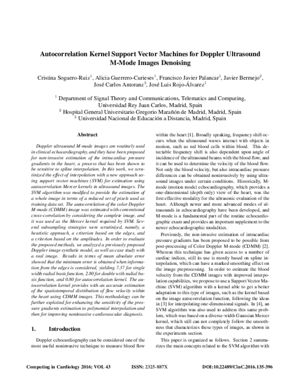 (PDF) Autocorrelation Kernel Support Vector Machines for Doppler Ultrasound M:Mode Images Denoising