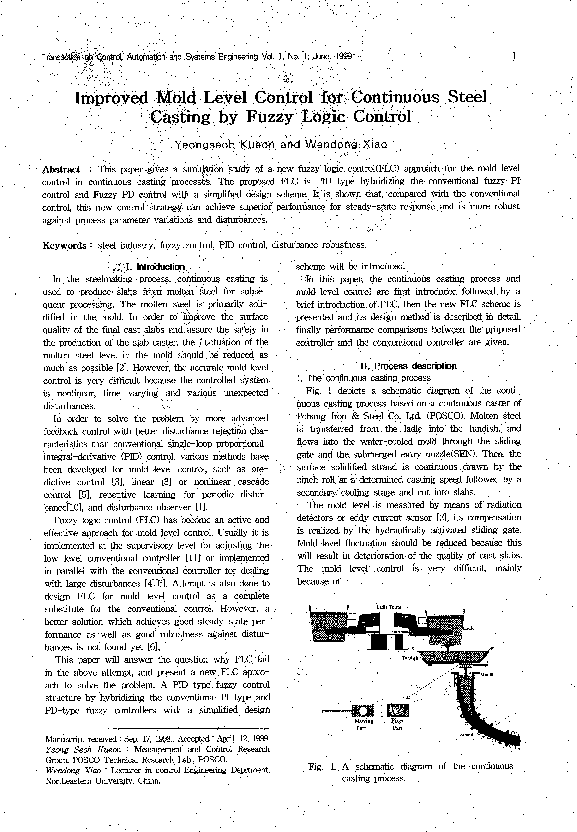 (PDF) Improved Mold Level Control for Continuous Steel Casting by Fuzzy ...