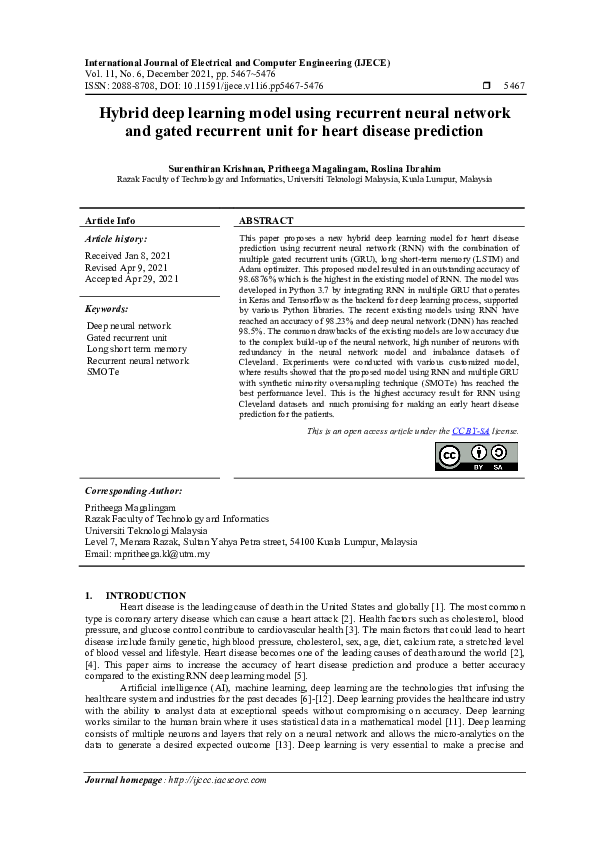 Pdf Hybrid Deep Learning Model Using Recurrent Neural Network And