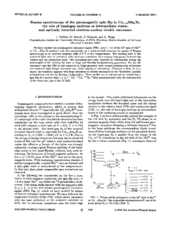 (PDF) Raman spectroscopy of the paramagnetic spin flip in Cd1-xMnxTe ...