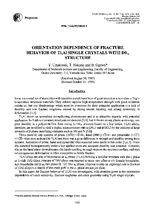(PDF) Orientation dependence of fracture behavior of Ti3Al single ...