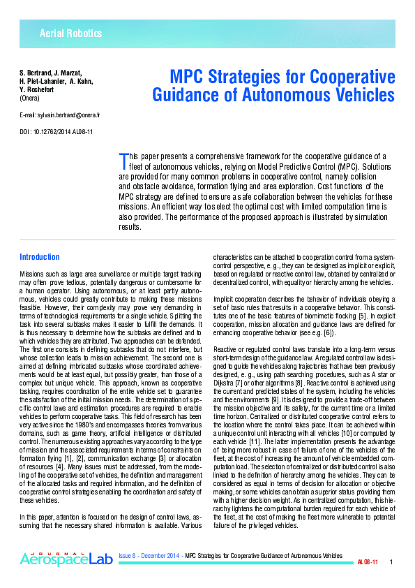 (PDF) MPC Strategies for Cooperative Guidance of Autonomous Vehicles