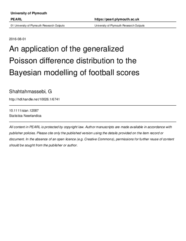 (PDF) An application of the generalized Poisson difference distribution ...