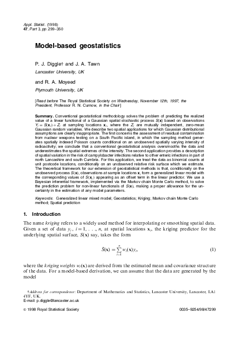 (PDF) Model-based geostatistics