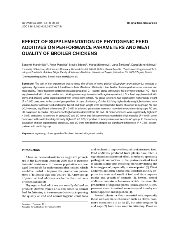 (PDF) Effect of Supplementation of Phytogenic Feed Additives on Performance Parameters and Meat ...