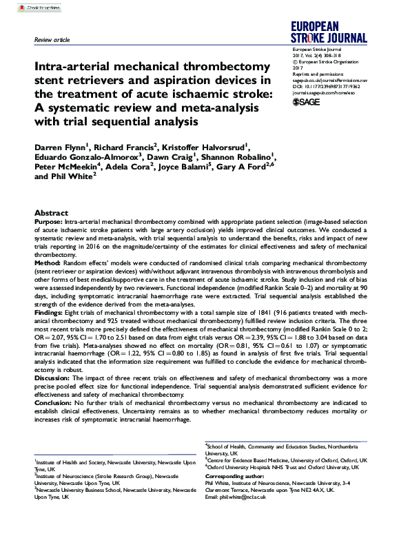(PDF) Intra-arterial mechanical thrombectomy stent retrievers and aspiration devices in the ...