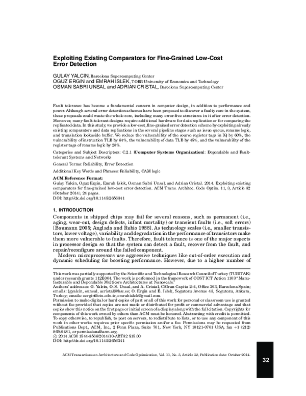 Pdf Exploiting Existing Comparators For Fine Grained Low Cost Error