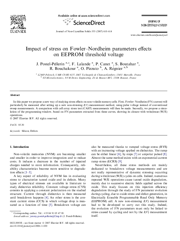 (PDF) Impact of stress on Fowler–Nordheim parameters effects on EEPROM ...