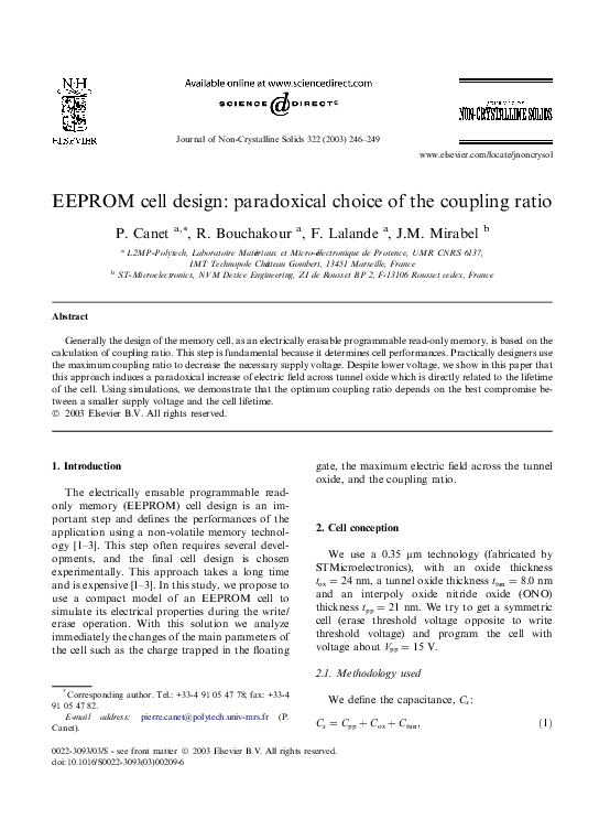 (PDF) EEPROM cell design: paradoxical choice of the coupling ratio