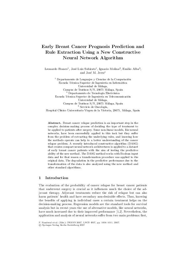 Pdf Early Breast Cancer Prognosis Prediction And Rule Extraction Using A New Constructive